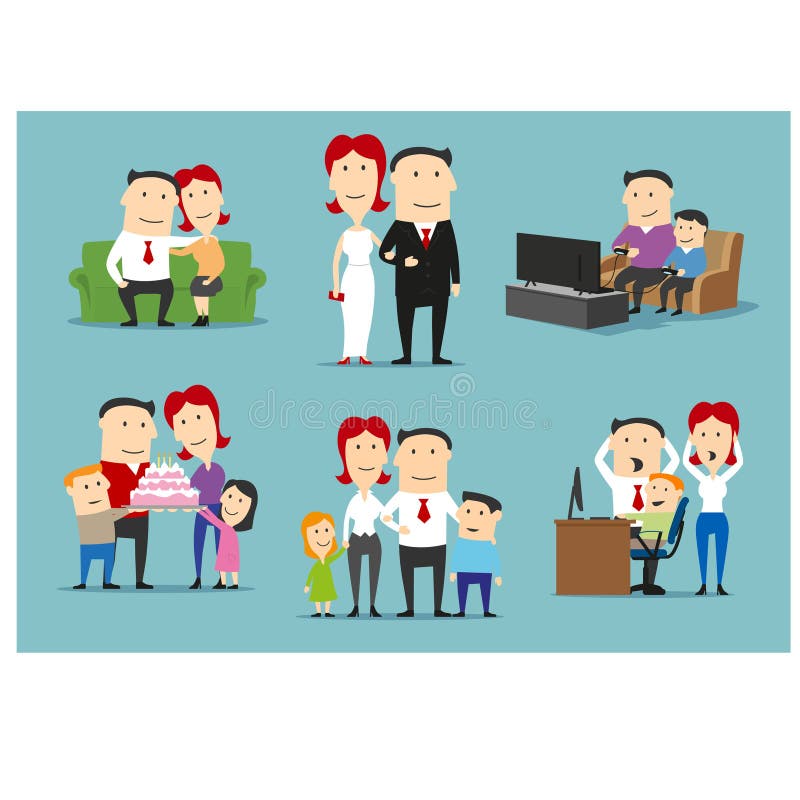 Design Template Various Harmonious Family Characters Stock Vector ...