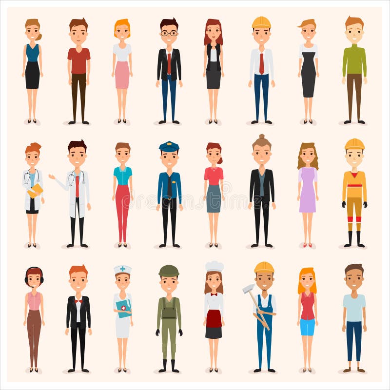 Design Template Various Human Characters According To Their Profession ...