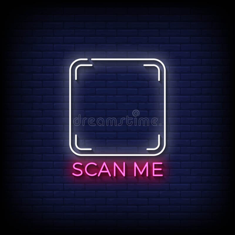 Neon Sign Scan Me with Brick Wall Background Vector Stock Vector ...