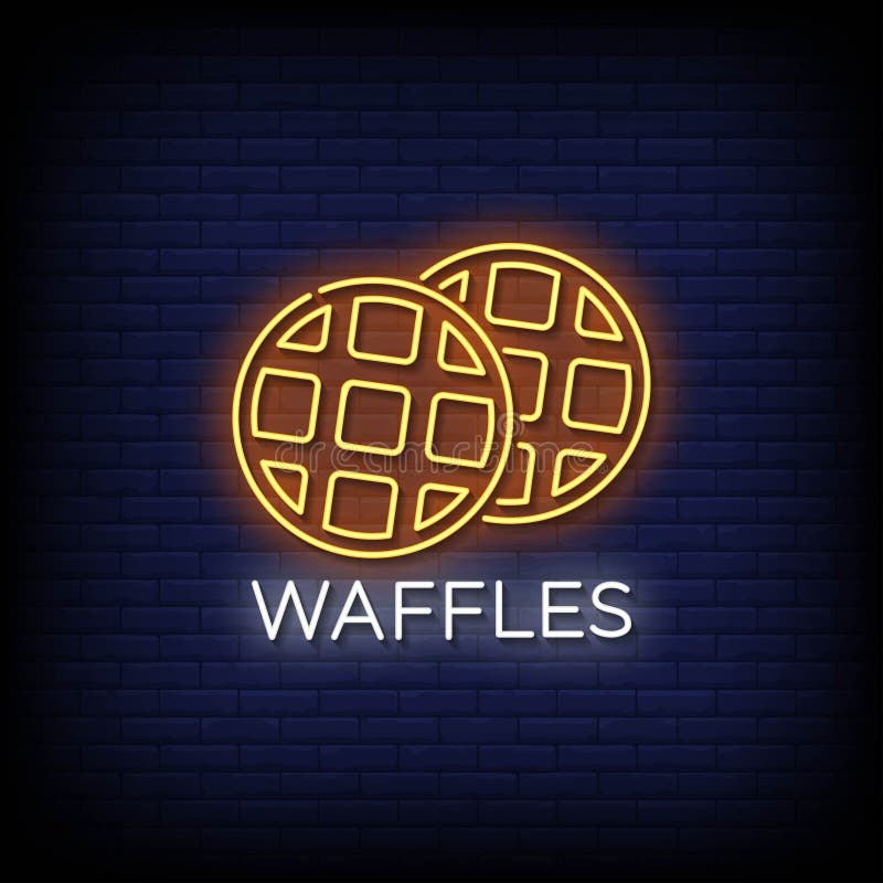 Neon Sign Waffles with Brick Wall Background Vector Stock Illustration ...