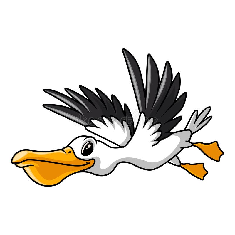 Cute Funny Pelican Carton a Flying Stock Vector - Illustration of blue ...