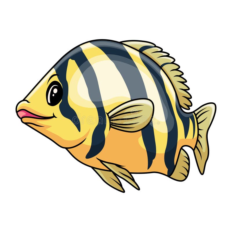 Funny Cute Tiger Fish Cartoon Stock Vector - Illustration of icon ...