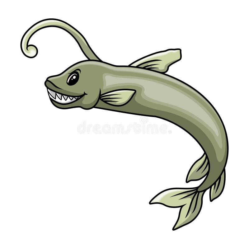 Funny Cartoon Viperfish a Swimming Stock Vector - Illustration of deep ...