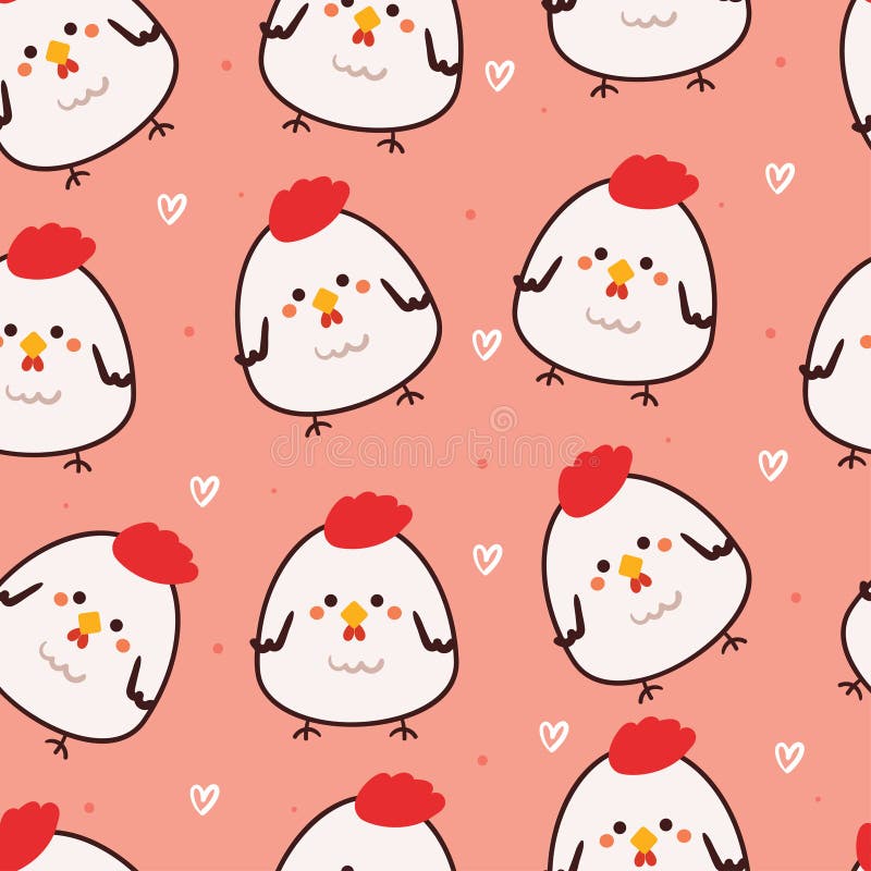 Seamless Pattern Cartoon Chicken Stock Illustration - Illustration of ...