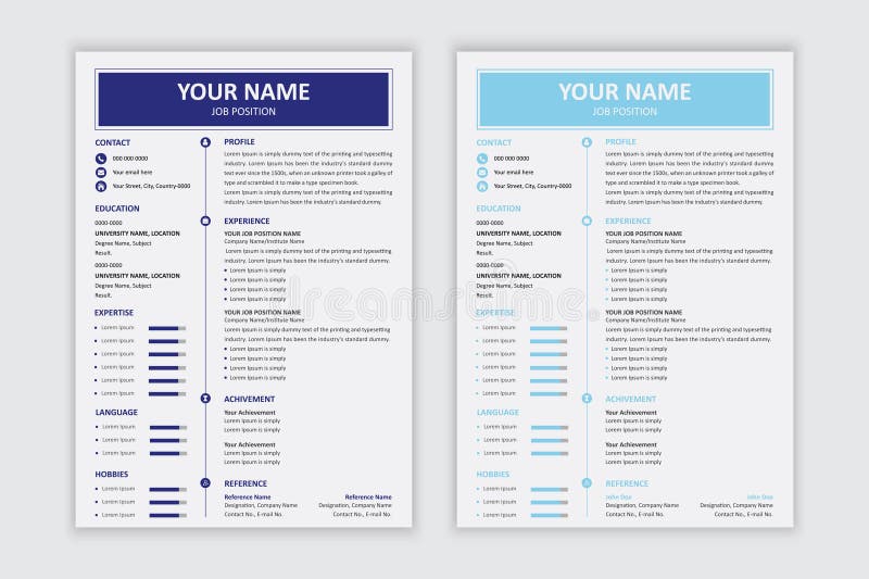 This is Creative Minimal Resume Template Design, Navy Blue & Sky Color ...