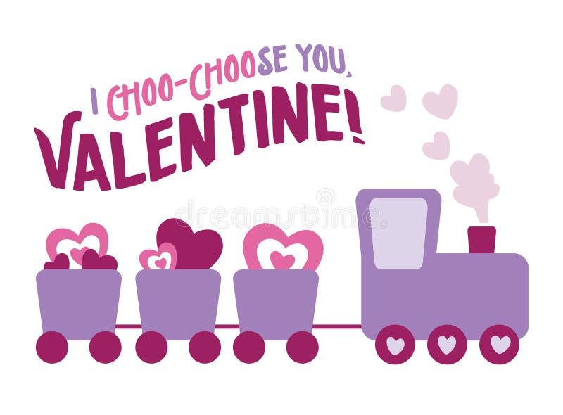 Girls Train Valentine S Day Card, Valentine Choo Stock Vector ...