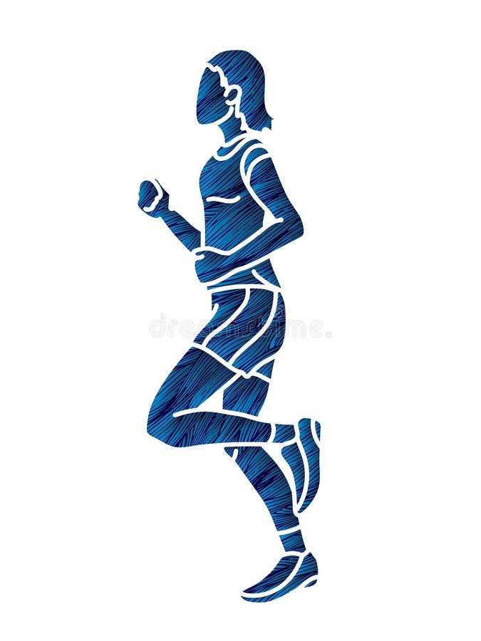 Marathon Runner a Woman Start Running Action Cartoon Sport Graphic ...