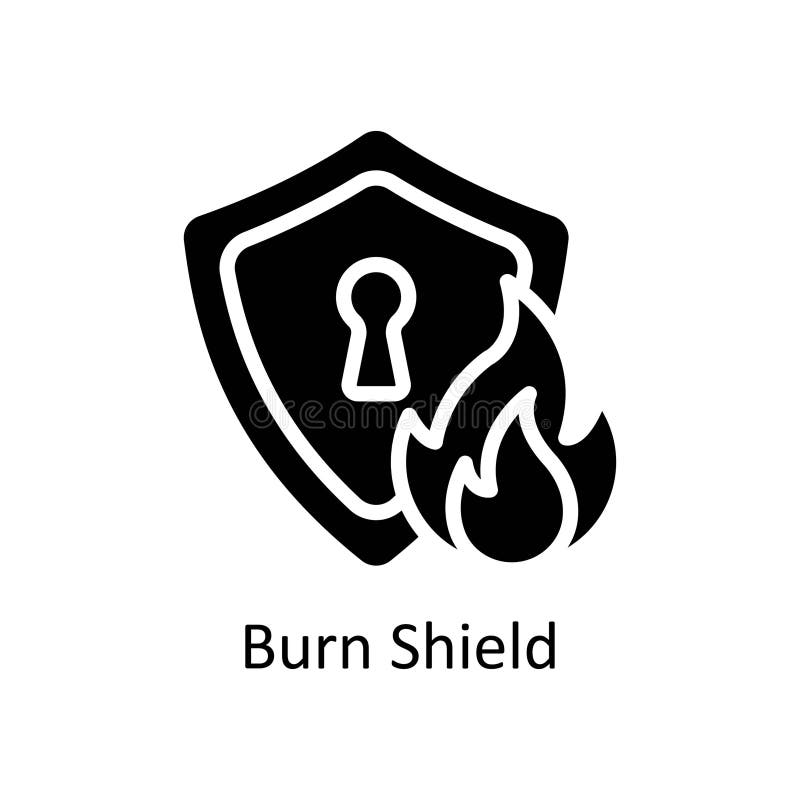 Burn Shield Vector Solid Icon Style Illustration. EPS 10 File Stock ...