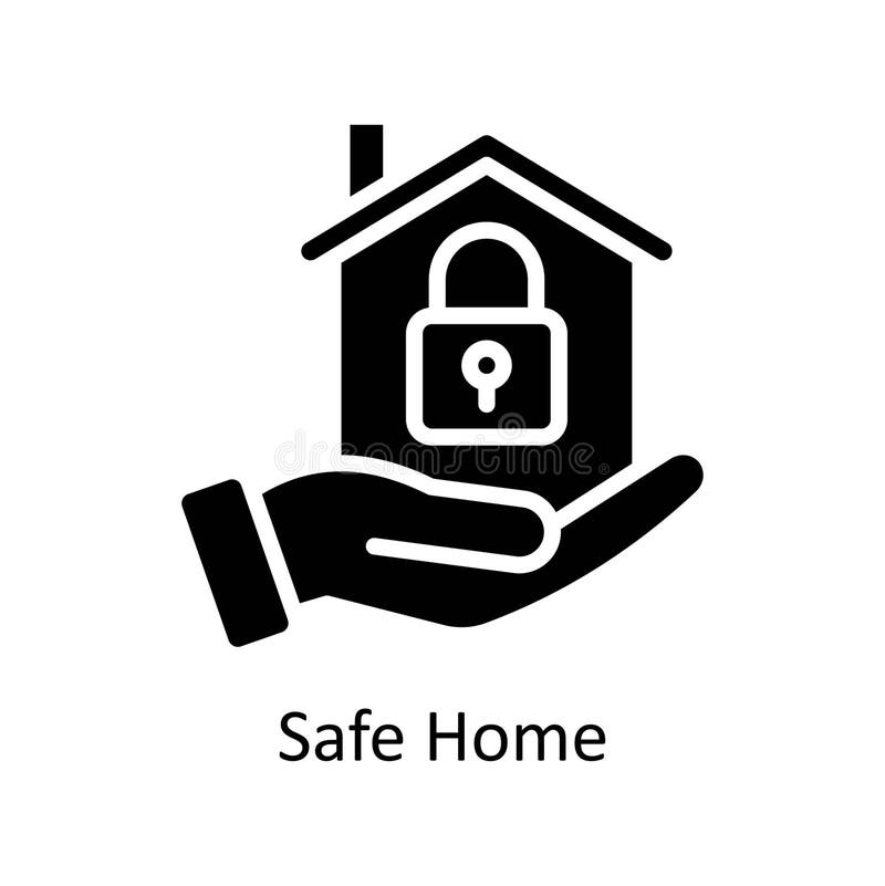 Safe Home Vector Solid Icon Style Illustration. EPS 10 File Stock ...