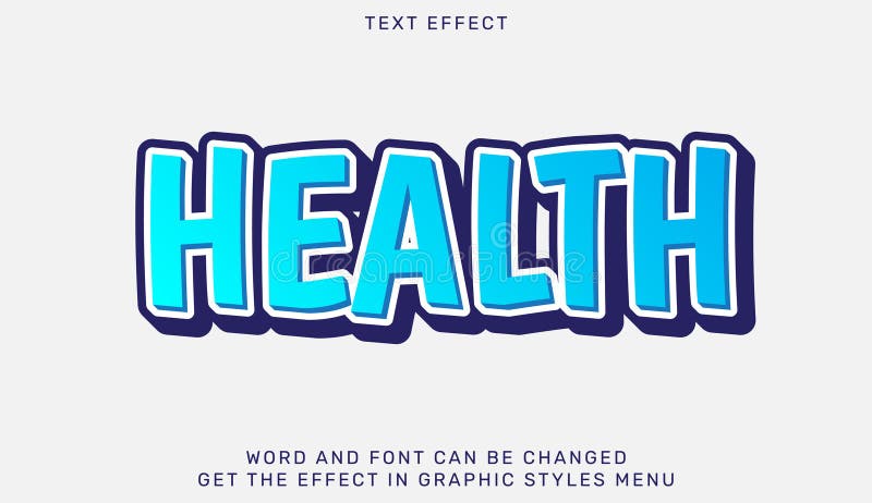 Health Text Effect Template in 3d Design Stock Vector - Illustration of ...
