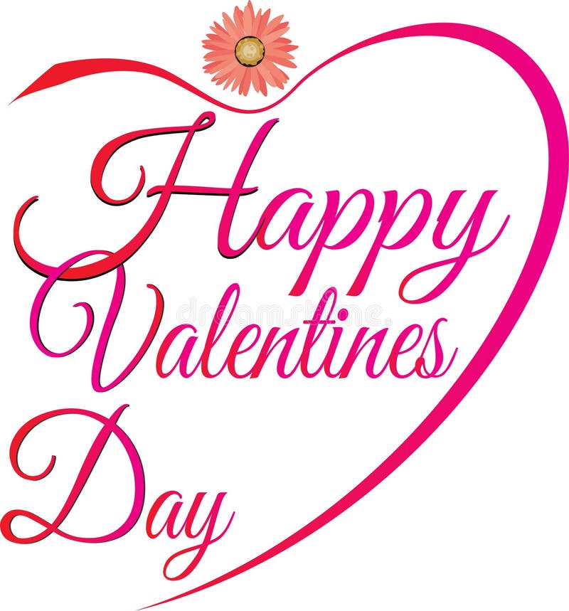 Happy Valentines Day Text in Heart Shape Stock Vector - Illustration of ...