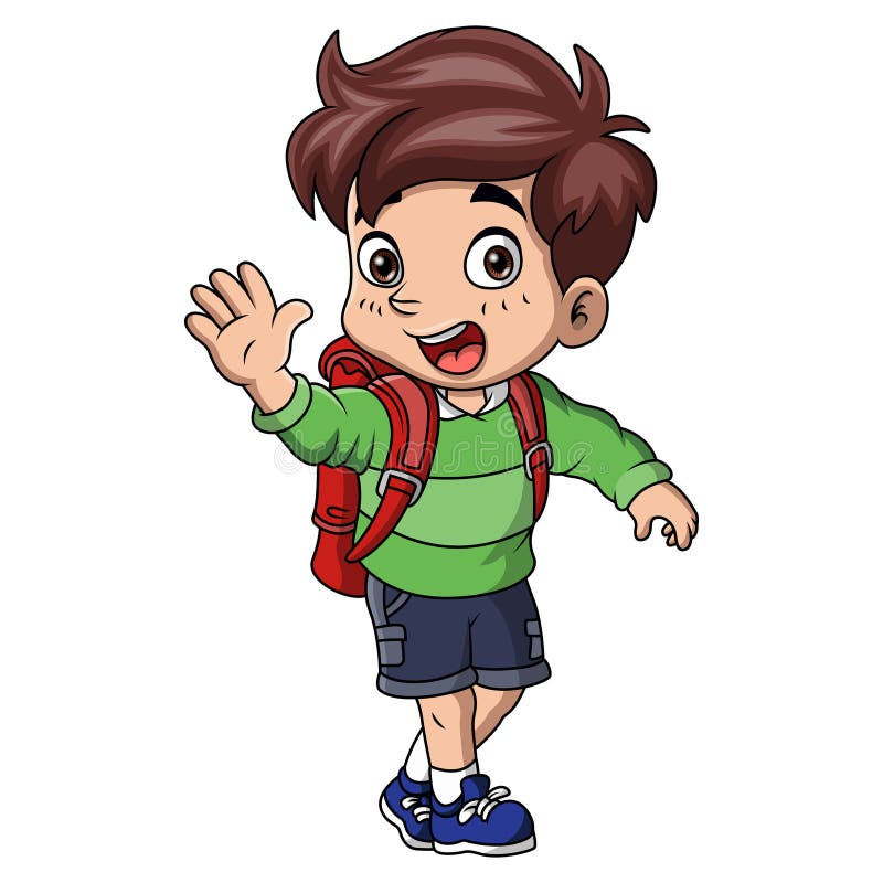 Cute Little School Boy Cartoon Stock Vector - Illustration of happy ...