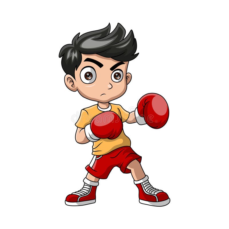 Cute Little Boy Cartoon Boxing Stock Vector - Illustration of combat ...