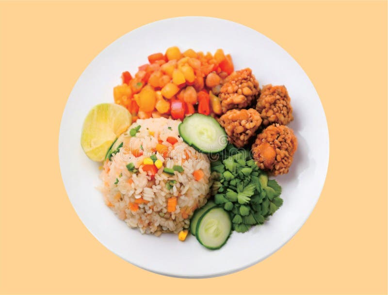 Typical Indonesian Fried Rice with Sliced Celery and Cucumber Stock ...