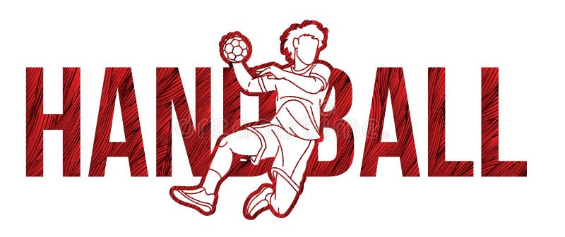 Handball Sport Male Player Action with Text Design Cartoon Graphic ...