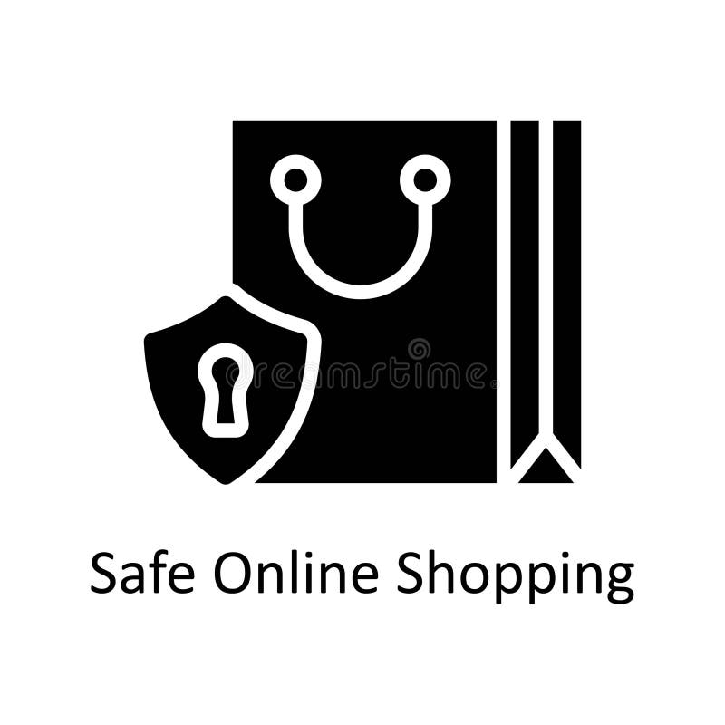 Safe Online Shopping Vector Solid Icon Style Illustration. EPS 10 File ...