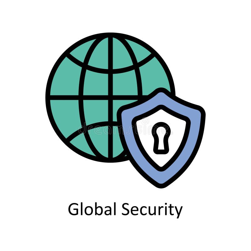 Global Security Vector Filled Outline Icon Style Illustration. EPS 10 ...