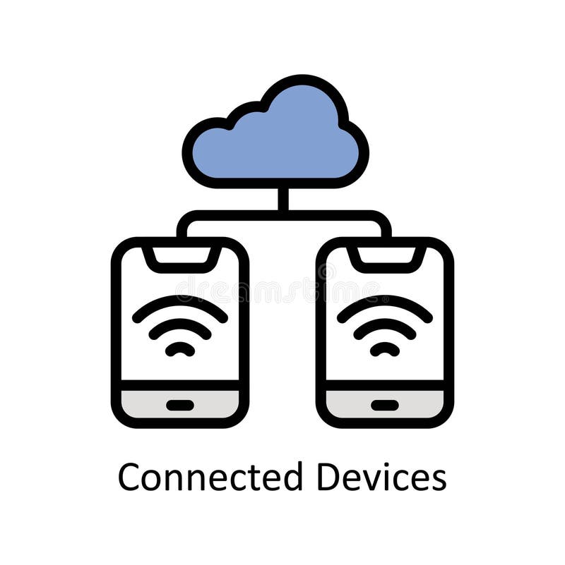 Connected Devices Vector Filled Outline Icon Style Illustration. EPS 10 ...