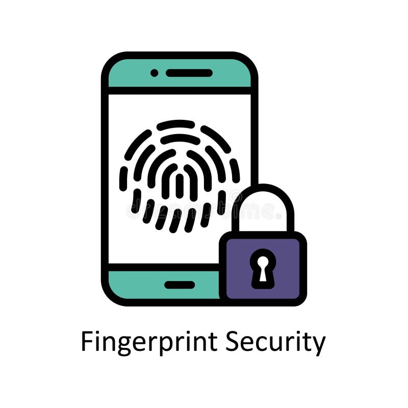 Fingerprint Security Vector Filled Outline Icon Style Illustration. EPS ...