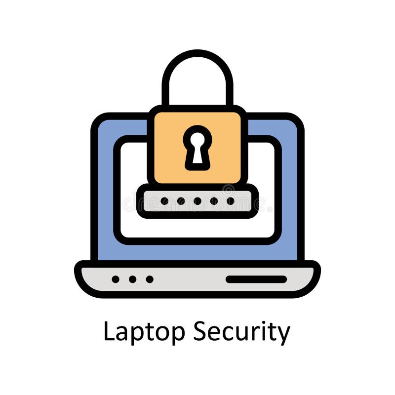 Laptop Security Vector Filled Outline Icon Style Illustration. EPS 10 ...