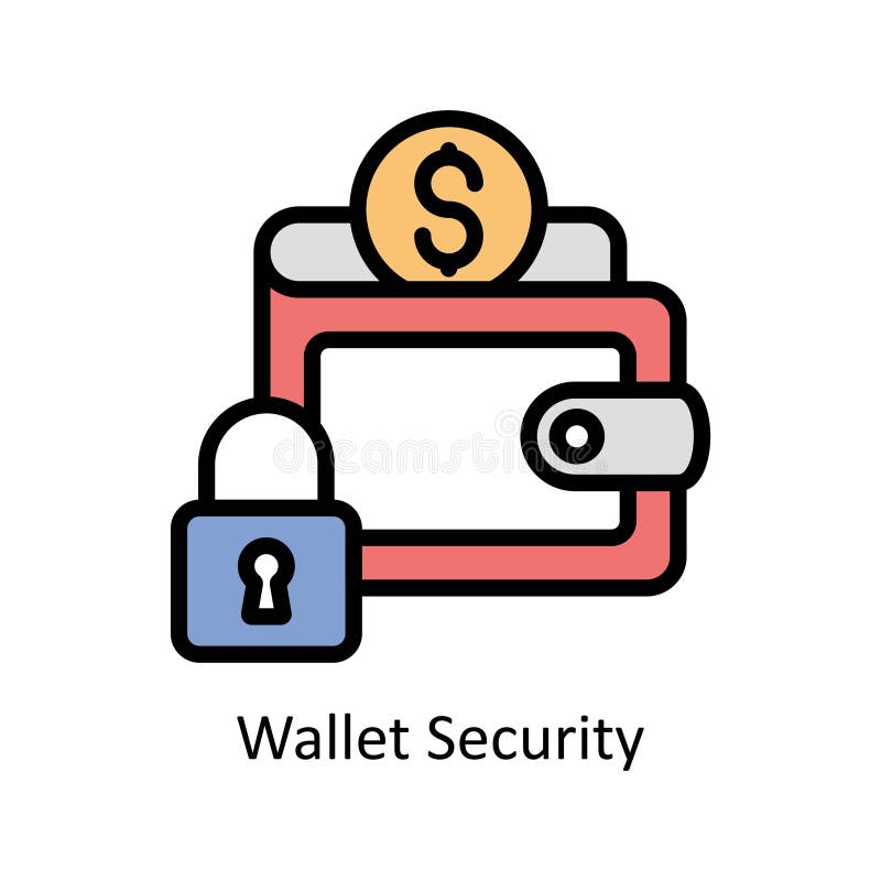Wallet Security Vector Filled Outline Icon Style Illustration. EPS 10 ...