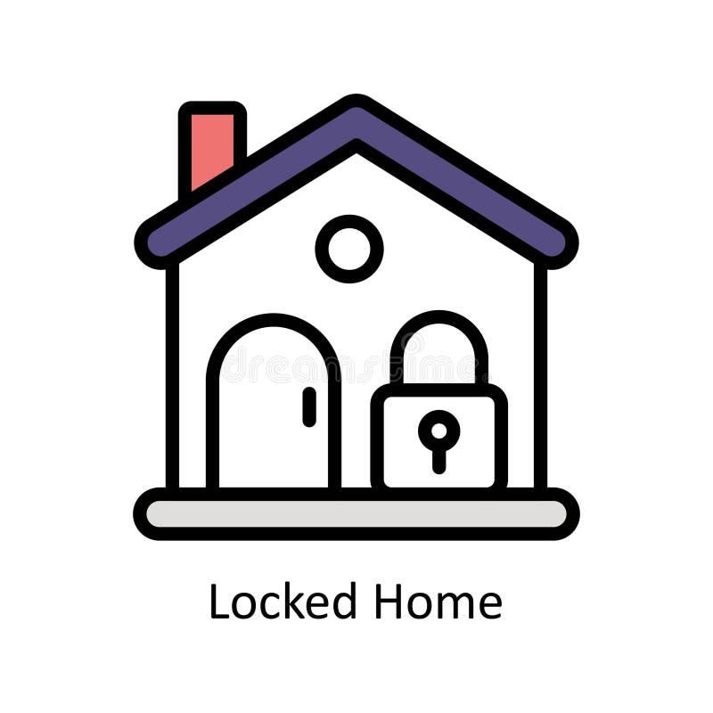 Locked Home Vector Outline Icon Style Illustration. EPS 10 File Stock ...