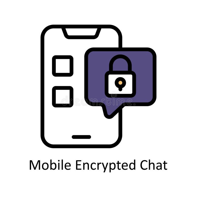 Mobile Encrypted Chat Vector Filled Outline Icon Style Illustration ...