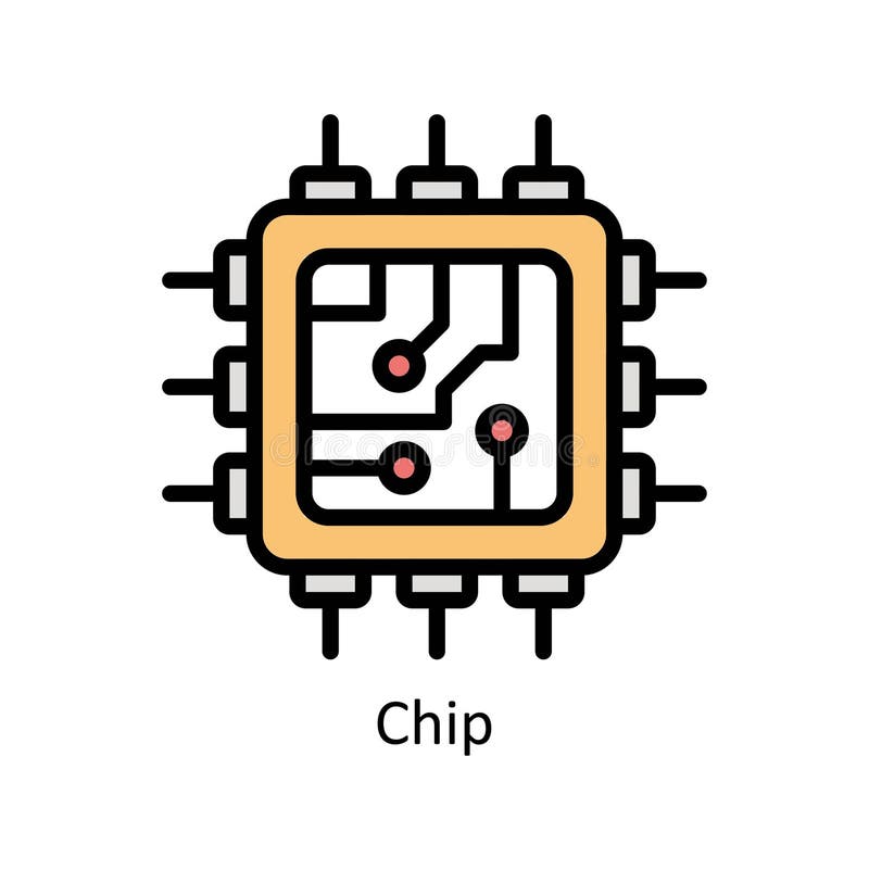 Chip Vector Filled Outline Icon Style Illustration. EPS 10 File Stock ...