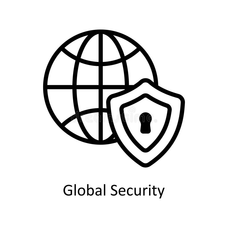 Global Security Vector Outline Icon Style Illustration. EPS 10 File ...
