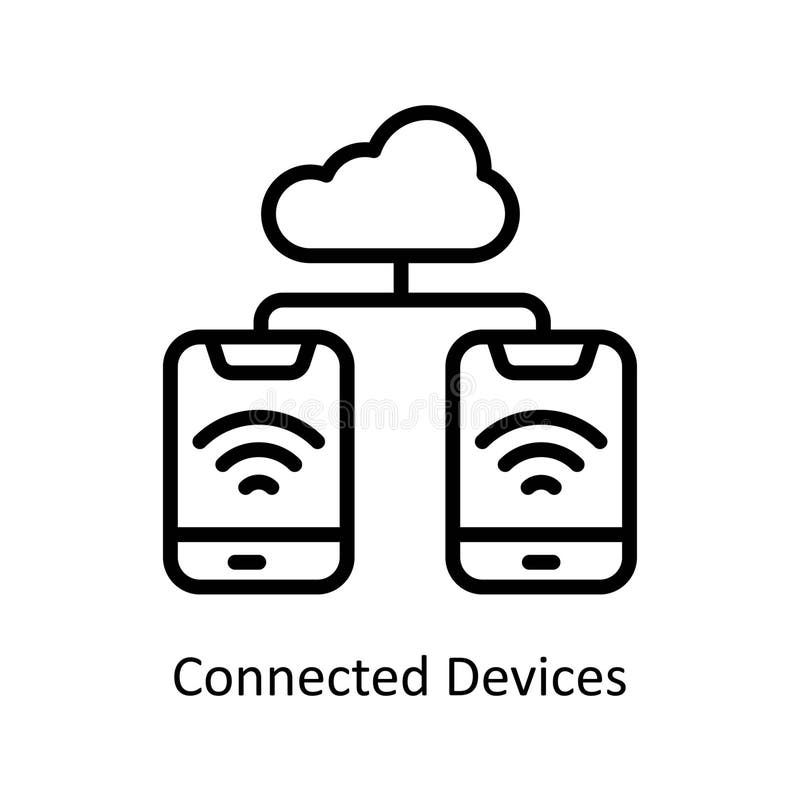 Connected Devices Vector Outline Icon Style Illustration. EPS 10 File ...