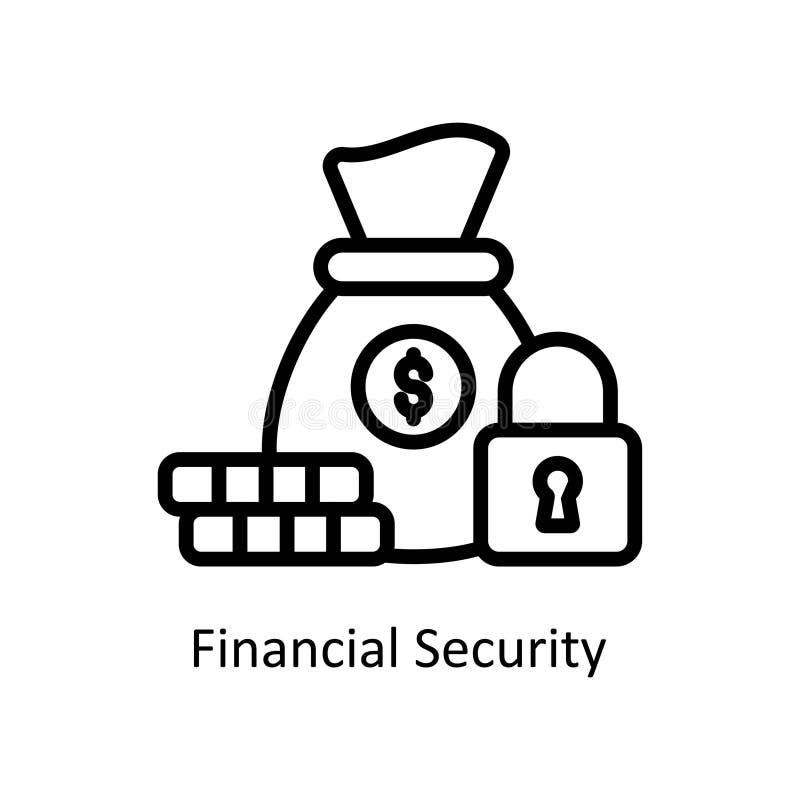 Financial Security Vector Outline Icon Style Illustration. EPS 10 File ...