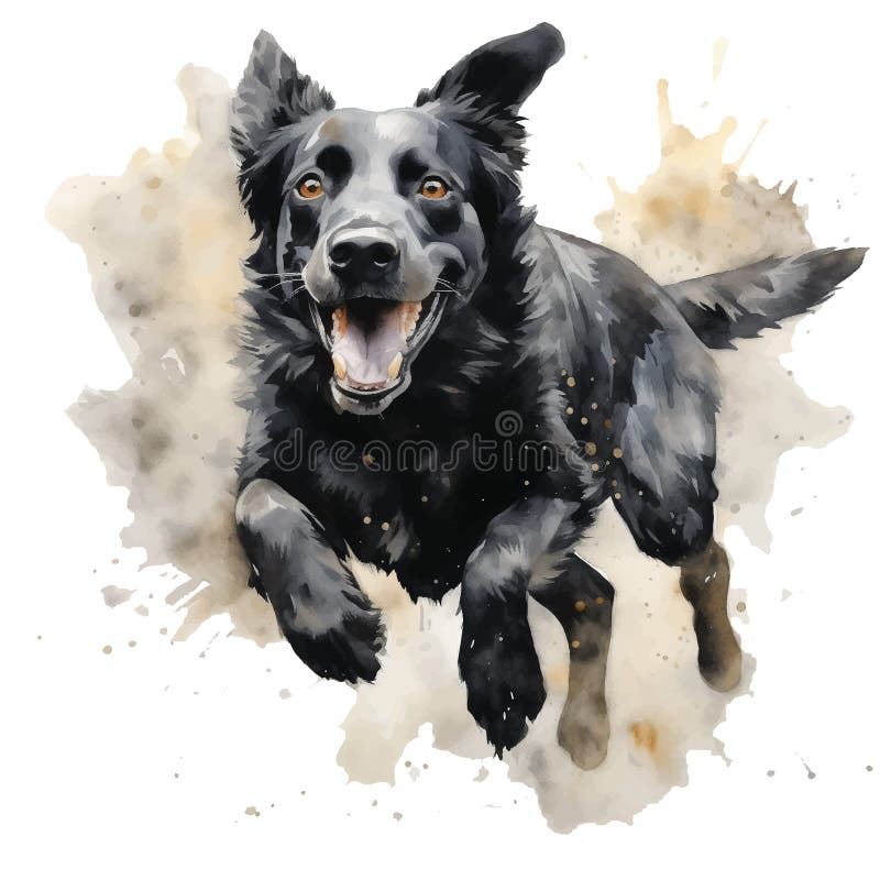 An Illustration of a Black Dog Jumping Stock Vector - Illustration of ...