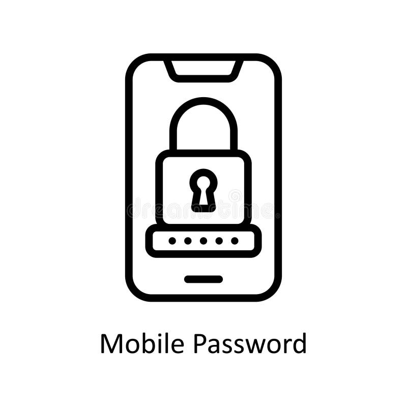 Mobile Password Vector Outline Icon Style Illustration. EPS 10 File ...