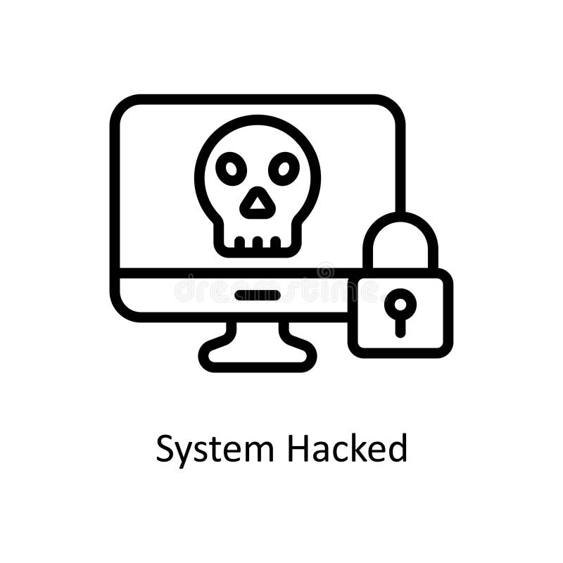 System Hacked Vector Outline Icon Style Illustration. EPS 10 File Stock ...