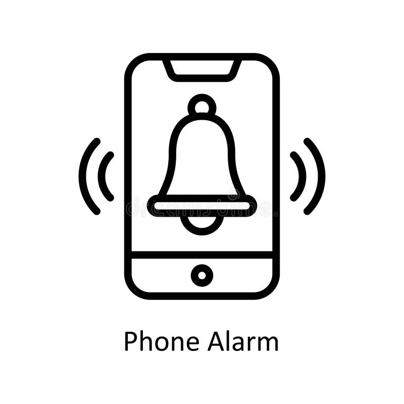 Phone Alarm Vector Outline Icon Style Illustration. EPS 10 File Stock ...