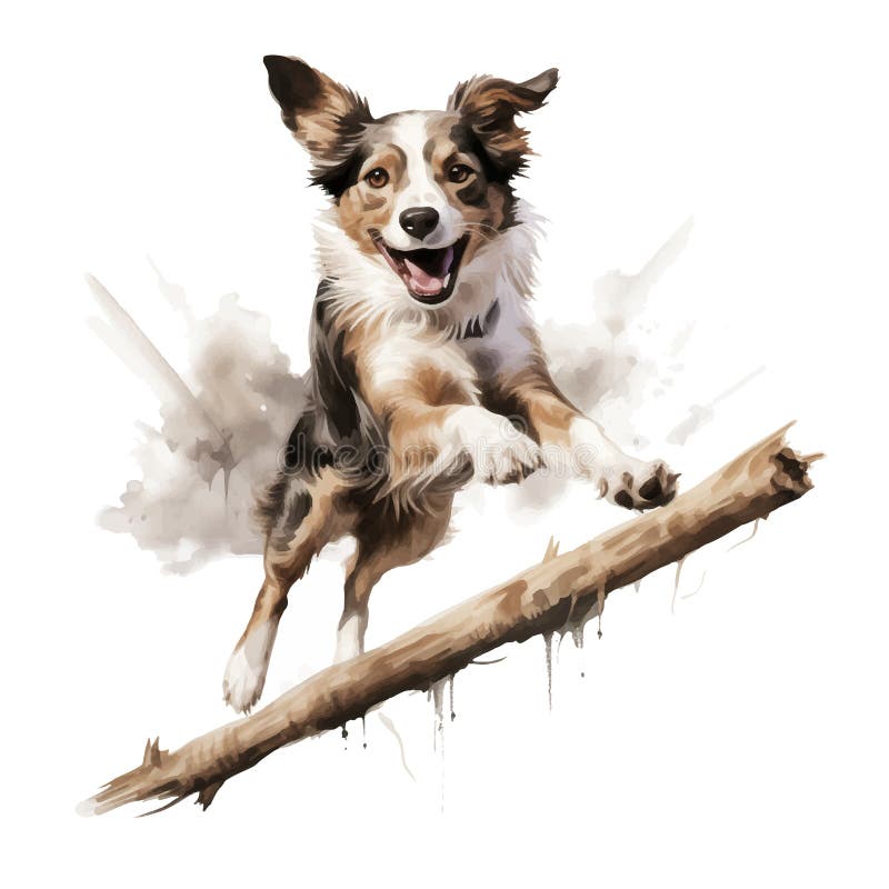 An Illustration of a Dog Jumping after a Stick Stock Vector ...