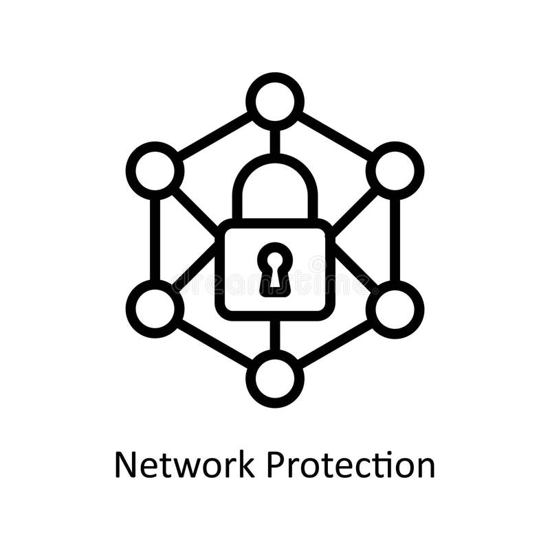 Network Protection Vector Outline Icon Style Illustration. EPS 10 File ...