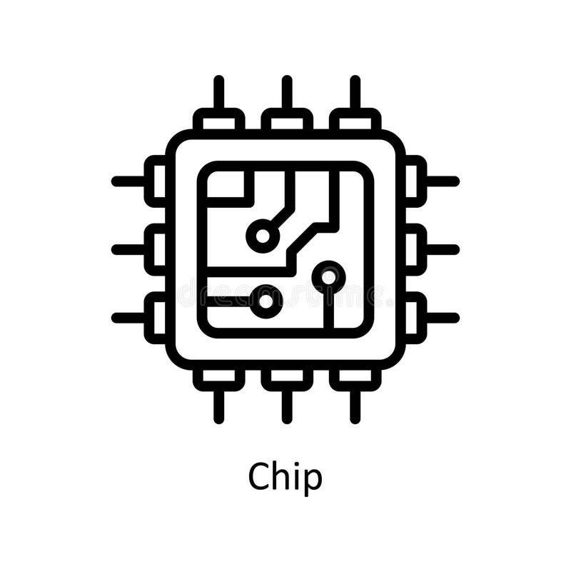 Chip Vector Outline Icon Style Illustration. EPS 10 File Stock Vector ...