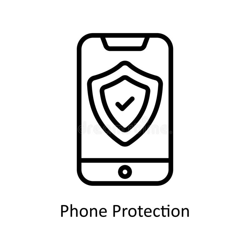 Phone Protection Vector Outline Icon Style Illustration. EPS 10 File ...