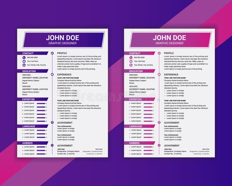 This is Modern Resume Template Gradient Color Variations & Vector Pro ...