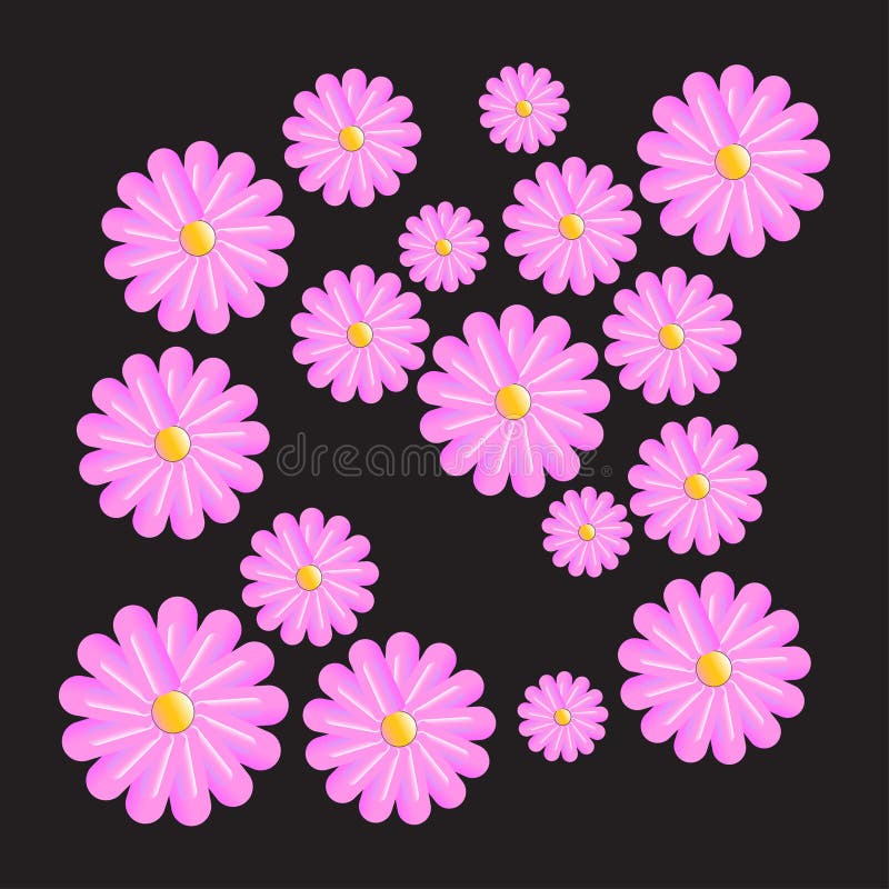 Baby Pink Flower Design Vector with Black Background, Stock Vector ...