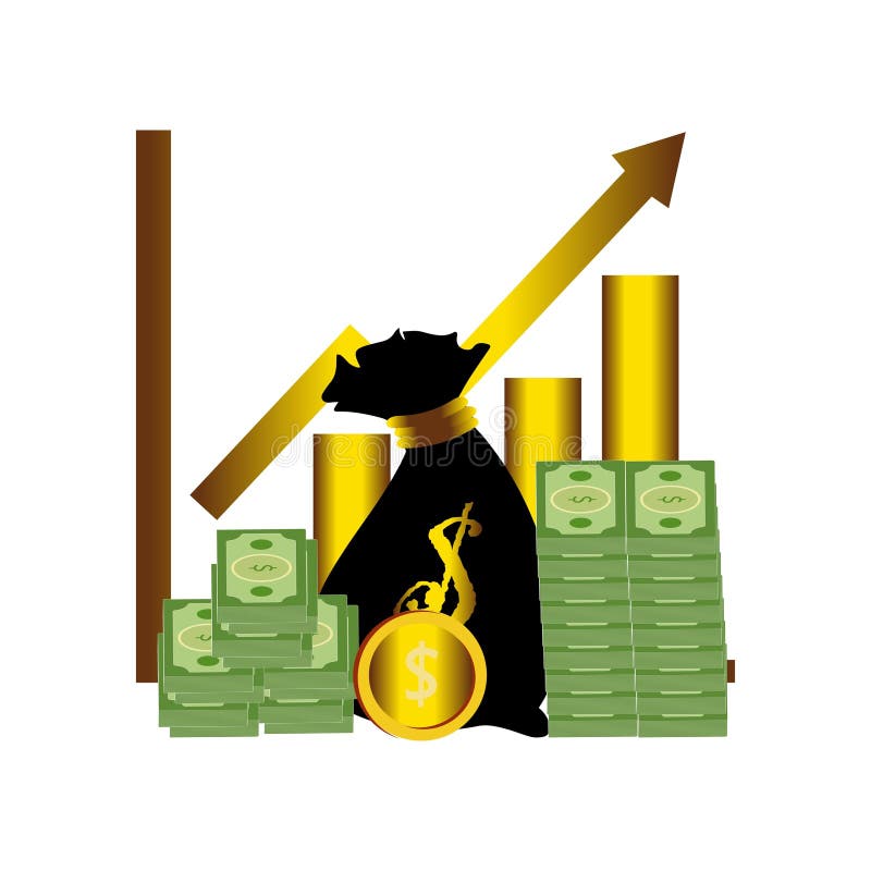 Money Bag Chart Increase, Business Graph Arrow Up Growth Investment ...