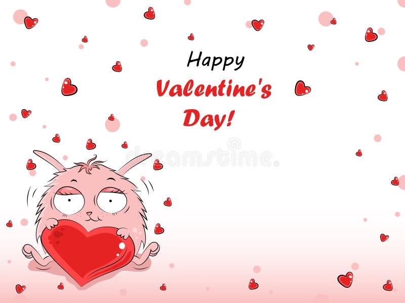Valentine S Day Design. Vector Illustrations with Cute Rabbit with ...