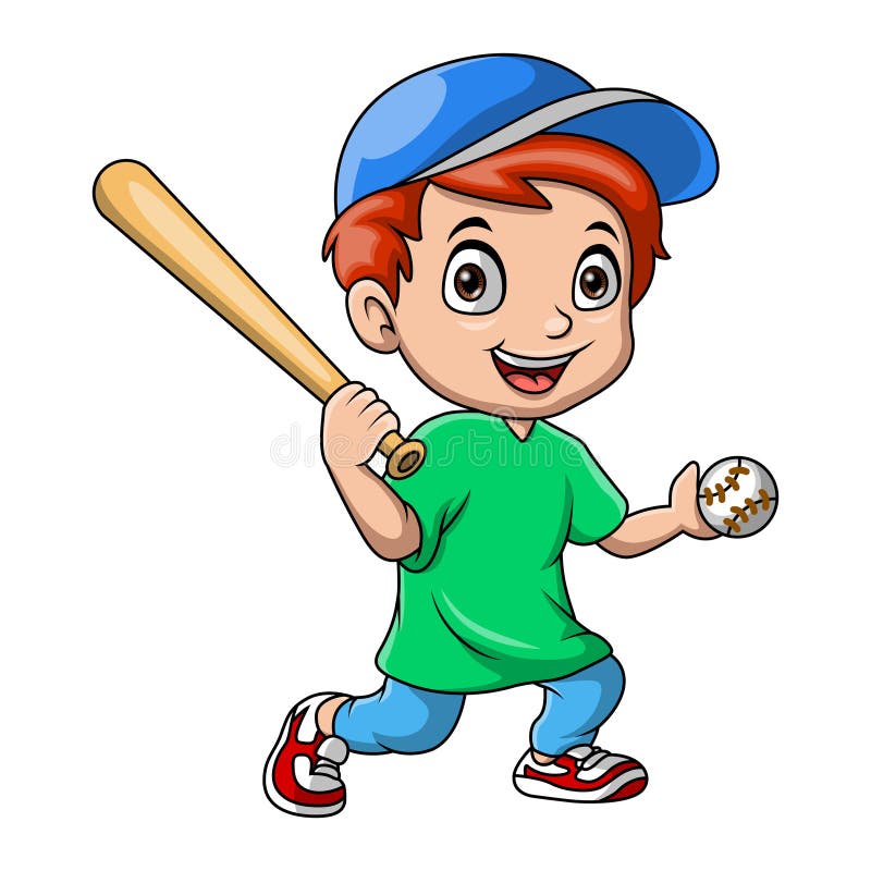 Cute Little Girl Cartoon Playing a Baseball Stock Vector - Illustration ...
