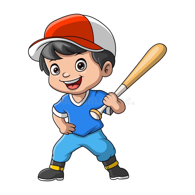 Cute Little Girl Cartoon Playing a Baseball Stock Vector - Illustration ...