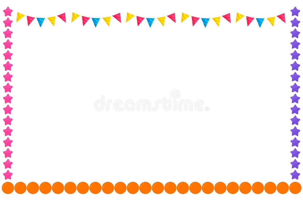 Colorful Birthday Border Frame Design Concept with Balloons, Stars and ...