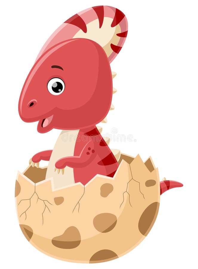 Cute Baby Parasaurolophus Cartoon Hatching from Egg Stock Vector ...
