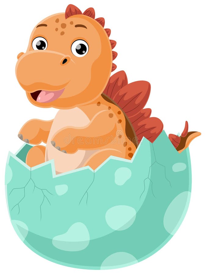 Cute Baby Stegosaurus Cartoon Hatching from Egg Stock Vector ...
