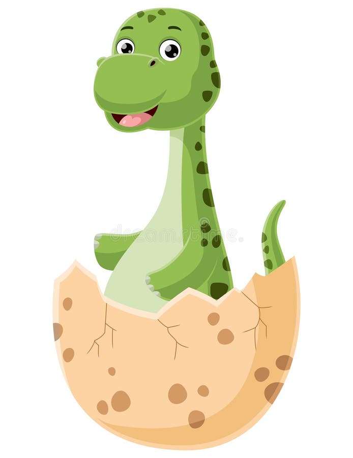 Cute Baby Brontosaurus Cartoon Hatching from Egg Stock Vector ...
