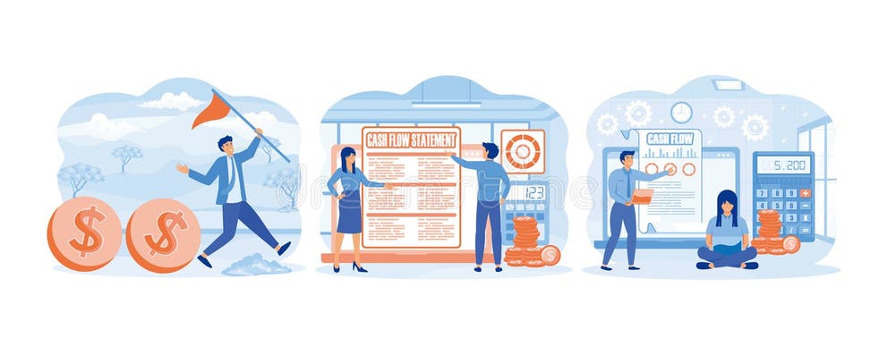 Control Flow of Money Dollar Coins. Cash Flow Statement. Business ...